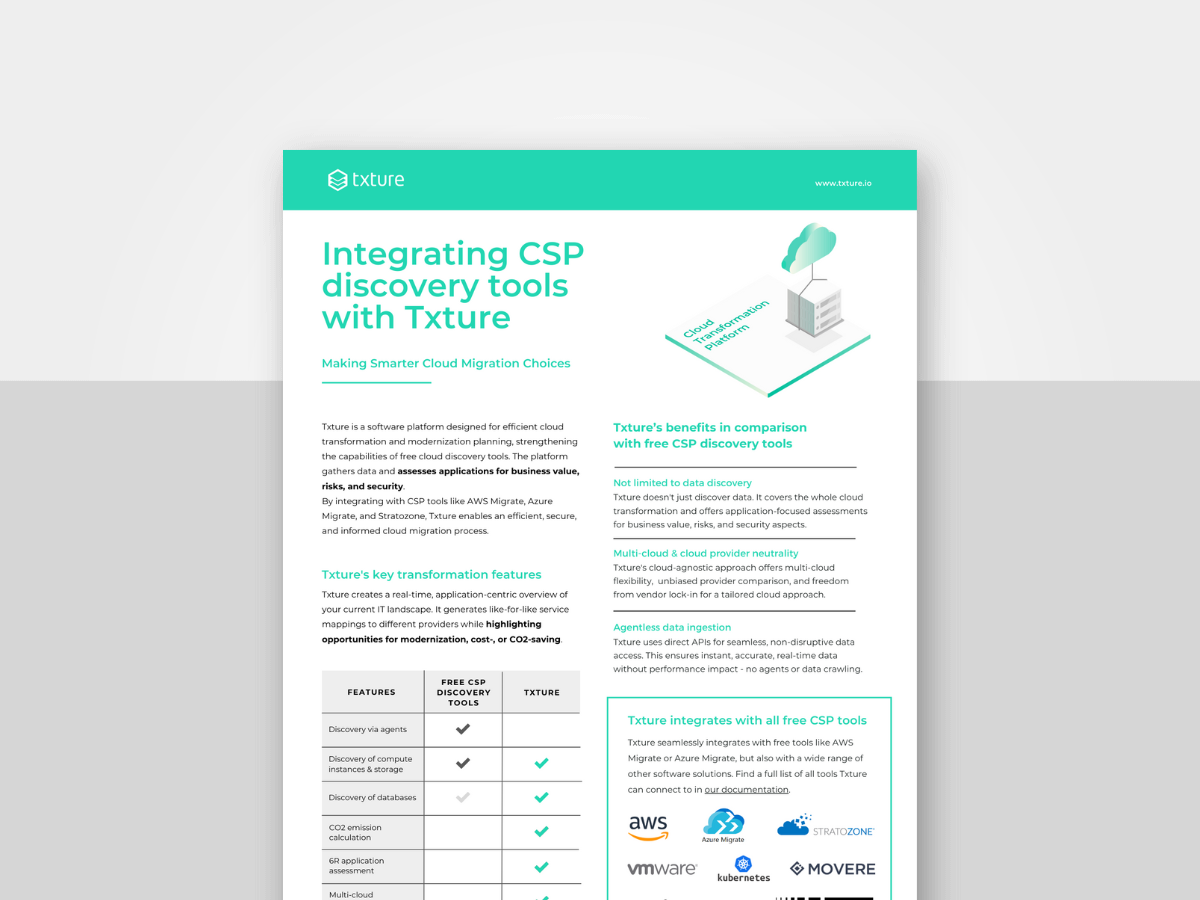 Factsheet: Integrating Txture with free CSP Discovery Tools - txture.io